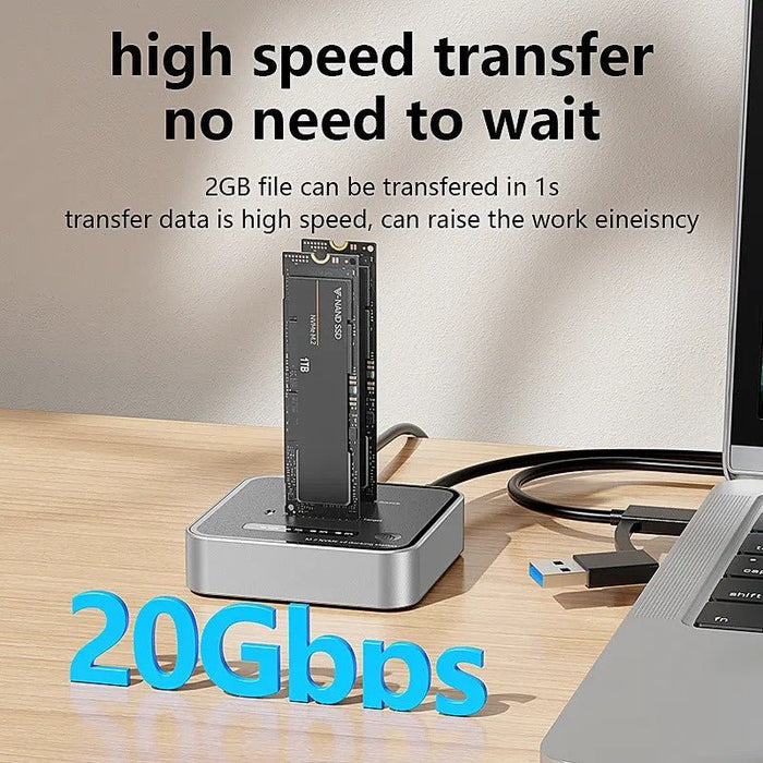 M2 NVME SSD Enclosure NVME Cloner USB 3.2 Gen 2 20 Gbps 20Gbps Type-C