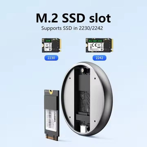Magnetic 2230/2242 M.2 NVMe SSD Enclosure, 10Gbps USB 3.1 Type-C Exter