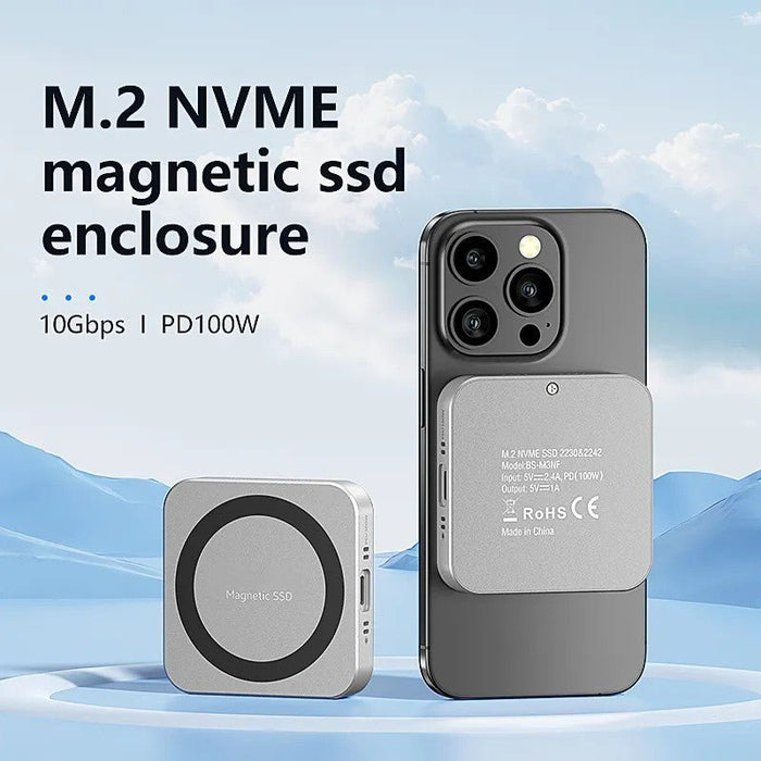 Magnetic M.2 NVMe SSD Enclosure with Built-in Cooling Fan & 100W PD Ch