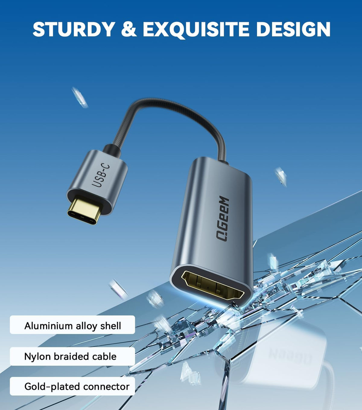 QGeeM USB C to HDMI Adapter 4K@60Hz,Thunderbolt 3/4 to HDMI Adapter,HD