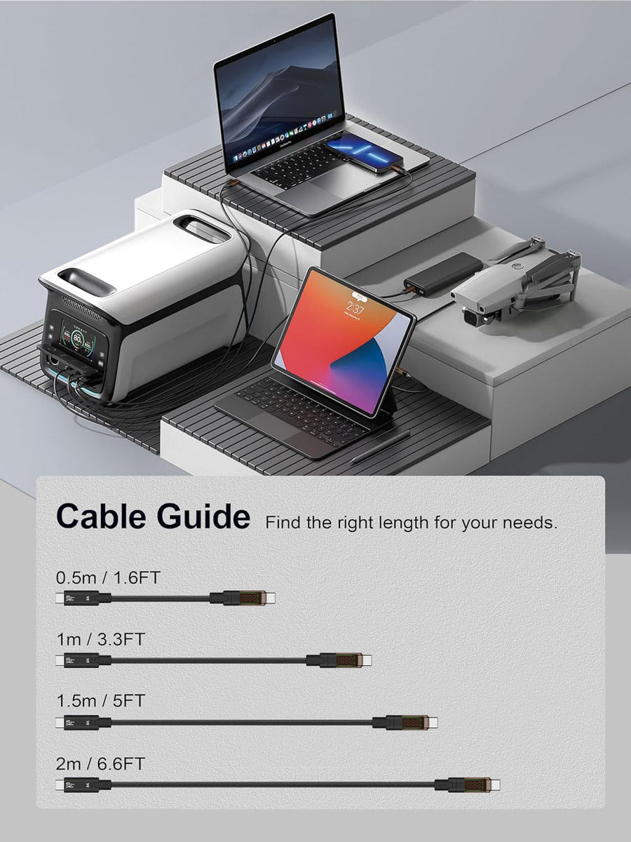 QGeeM USB4.0 Type C Data Cable 240W(48V/5A) Fast Charge 40Gbps 8K@60Hz